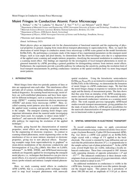 Pdf Moir E Fringes In Conductive Atomic Force Microscopy