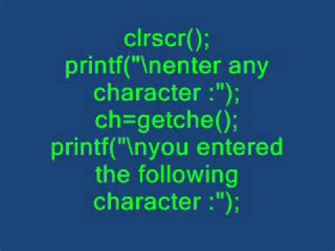 Program Which Shows The Use Of Getche Function YouTube