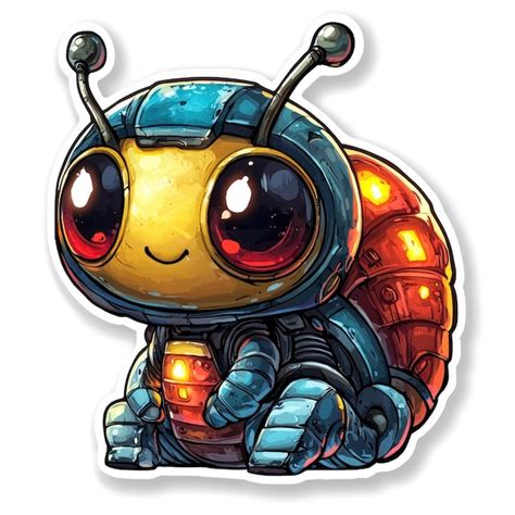 Cute Robot Bug Character Illustration Premium Ai Generated Image