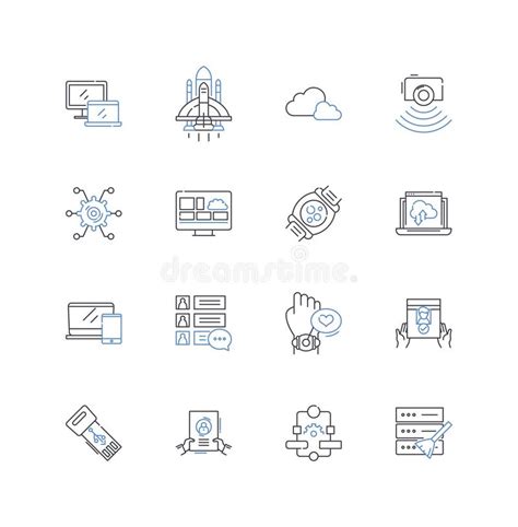 Cloud Technology Line Icons Collection Virtualization Scalability Security Saas Software As