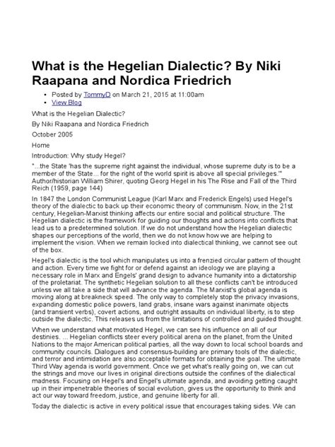 What Is The Hegelian Dialectic Georg Wilhelm Friedrich Hegel Dialectic