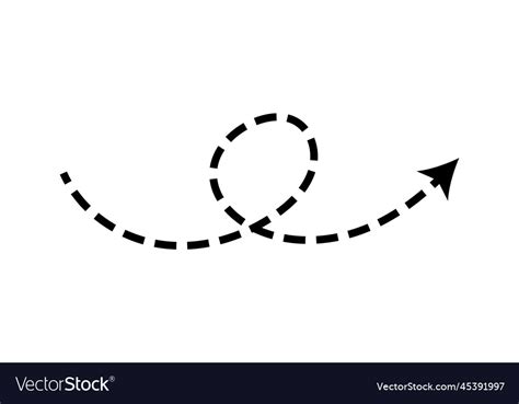 Dashed Arrow Set Doodle Dot Line Thin Royalty Free Vector