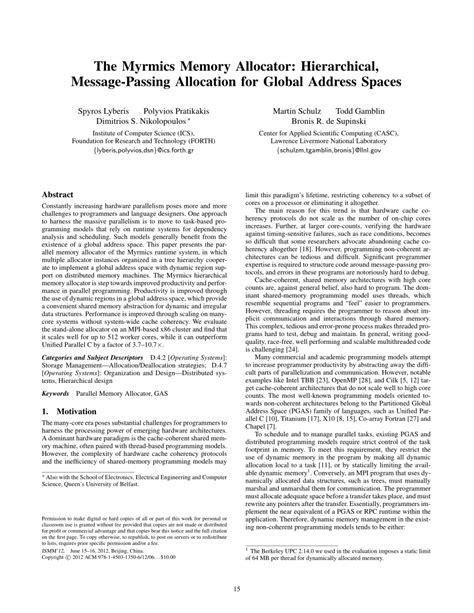 Pdf The Myrmics Memory Allocator Hierarchical Message Passing Allocation For Global Address