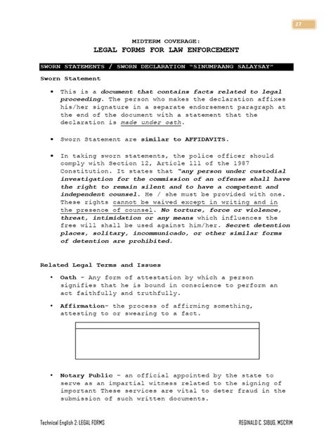 Legal Forms For Law Enforcement Pdf Affidavit Notary Public