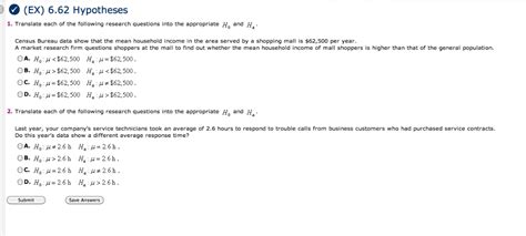 Solved Translate Each Of The Following Research Questions Chegg