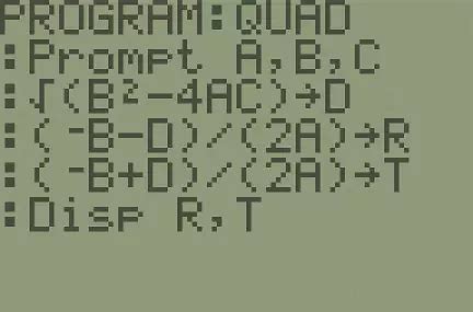 Quadratic Formula In A TI Calculator Mike Pierce