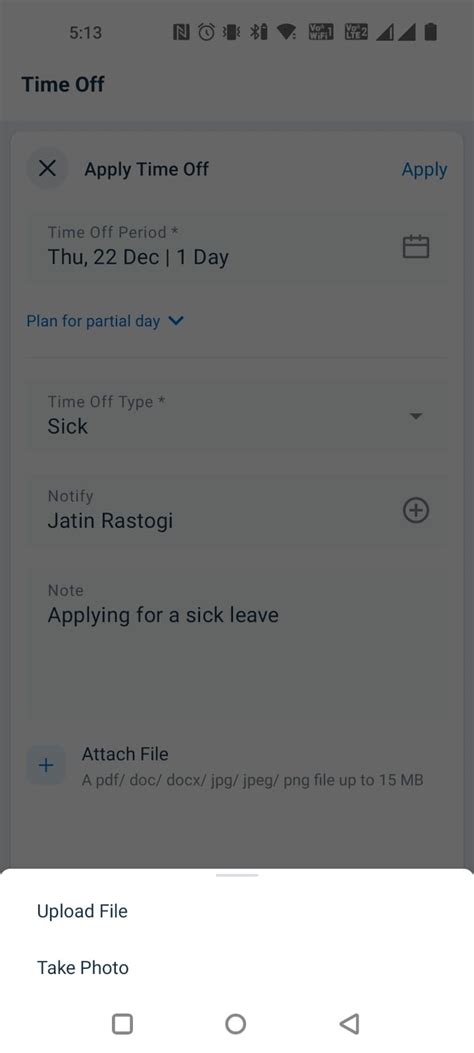 How To Apply For A Time Off On Freshteam Mobile App Freshteam Support
