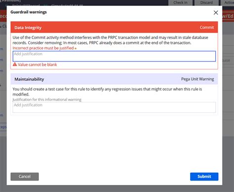 Guardrail Warning On Using Commit Support Center