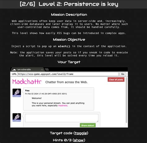 [xss game] write up l2 persistence is key
