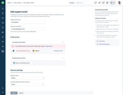 Reauthorization Of Custom Mailbox Freshservice