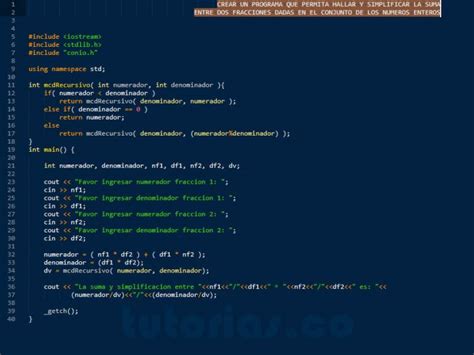 Funciones Visual C Suma Y Simplificacion De Fracciones Tutorias Co