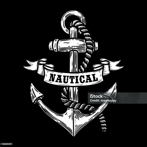 항해의 빈티지 스타일 앵커 엠블럼 기호 배지용 디자인 요소 벡터 일러스트레이션 닻에 대한 스톡 벡터 아트 및 기타 이미지 닻