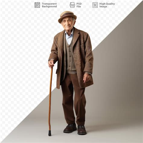 Um Velho Com Uma Bengala E Um Chapéu Psd Premium