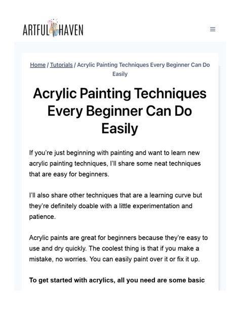 Beginners Guide To Acrylic Techniques Pdf Acrylic Paint Paintings