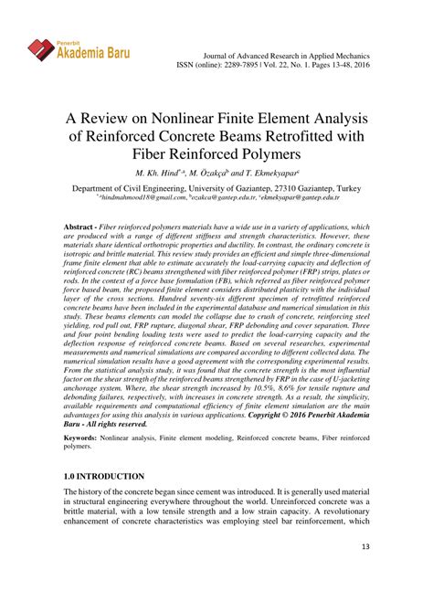 Pdf A Review On Nonlinear Finite Element Analysis Of Reinforced