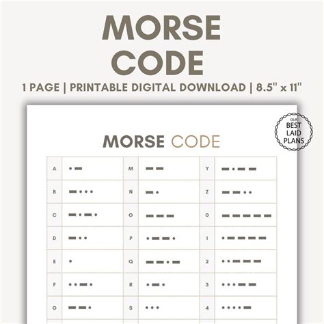 Morse Code Printable Chart Printable Chart Template