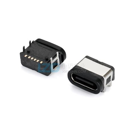 防水type C母座6pin 板上型 4脚插板 引脚smt 广东小迈电子