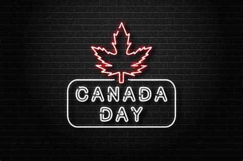 현실적인 벡터 고립 장식과 벽 바탕에 취재에 대 한 캐나다 데가 로고의 네온 사인 해피 캐나다 데가의 개념입니다 5월에 대한 스톡 벡터 아트 및 기타 이미지 Istock