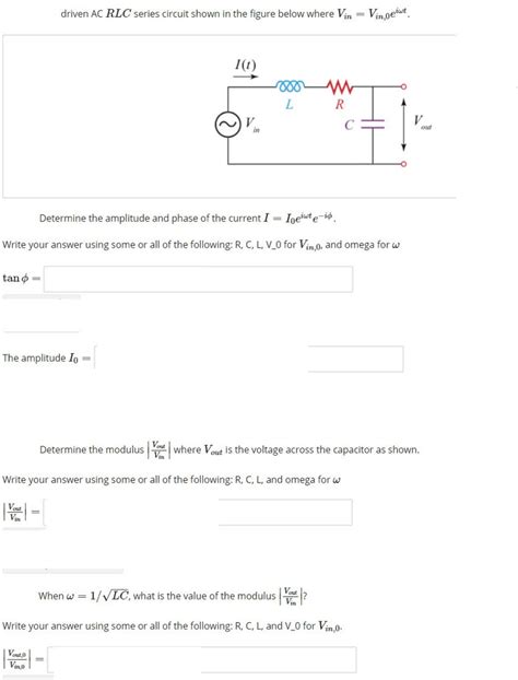 Driven AC RLC Series Circuit Shown In The Figure Chegg