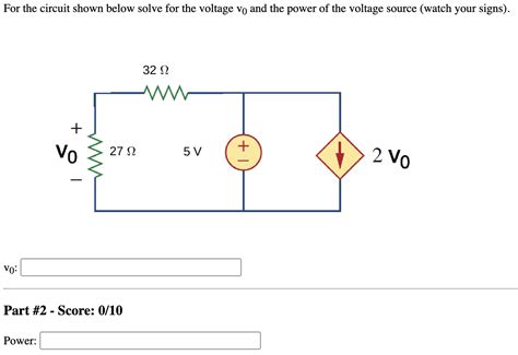 solved for the circuit shown below solve for the voltage v0