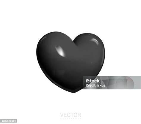 검은 마음 사실적인 3d 디자인 아이콘 검은 하트 기호 사랑 벡터 그림 개념에 대한 스톡 벡터 아트 및 기타 이미지 개념 검은색 공휴일 Istock