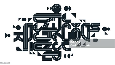 추상적인 현대 벡터 트렌디 한 디자인 기하학적 모양 세련된 구성 흑백 모듈 패턴 예술 일러스트 타이포그래피 문자 요소 사용 0명에 대한 스톡 벡터 아트 및 기타 이미지