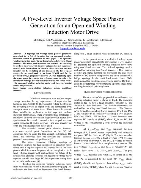 Pdf A Five Level Inverter Voltage Space Phasor Generation For An Open End Winding Induction