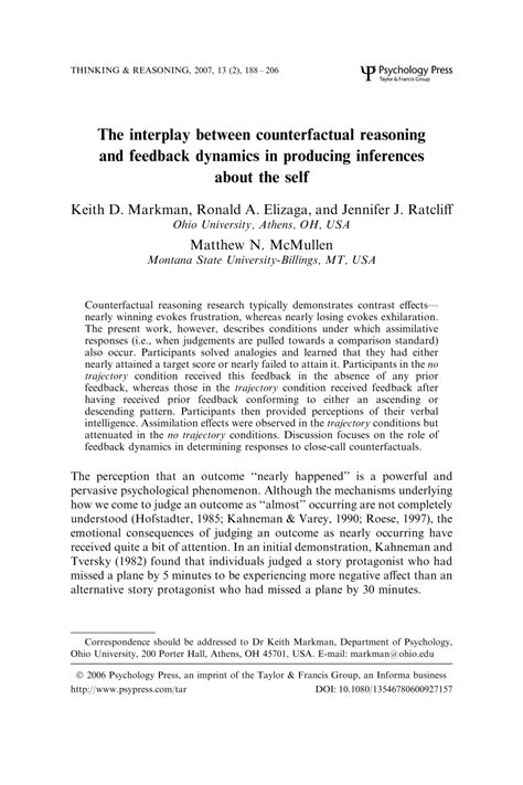Pdf The Interplay Between Counterfactual Reasoning And Feedback Dynamics In Producing