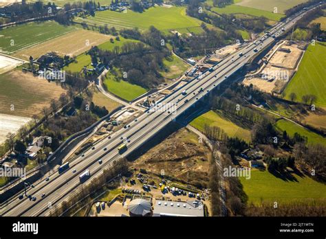 Luftaufnahme Baustelle Mit Ersatzbrücke Liedbachtal Der Autobahn A1