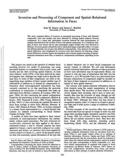 Inversion And Processing Of Component And Spatial Relational Information In Faces Request Pdf