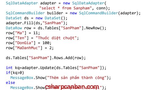 Tương Tác Dữ Liệu Với Sqldataadapter Trong C C Căn Bản