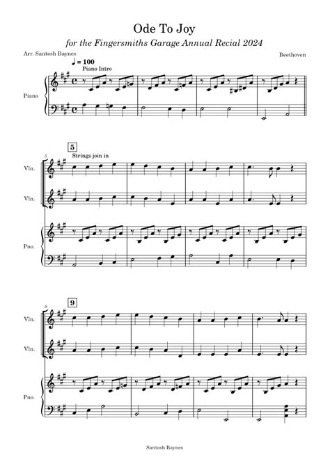 Ode To Joy Ludwig Van Beethoven Sheet Music With Chords For Piano