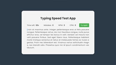 Typing Speed Test App Using Html Css And Javascript With Source Code