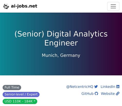 [hiring] Senior Digital Analytics Engineer In Munich Germany R Ai Ml Jobs
