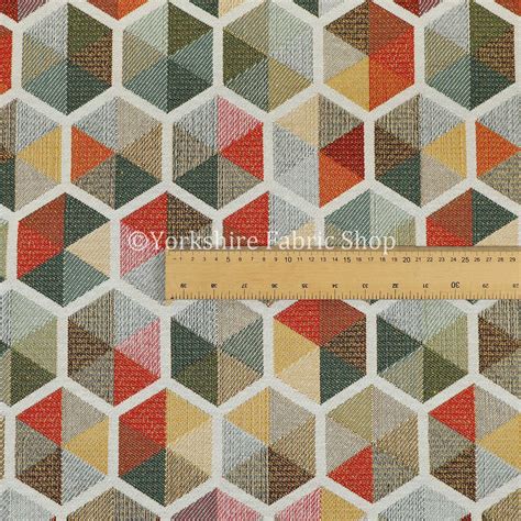 White Multicolour Chenille Upholstery Curtain Fabric Geometric Etsy Uk