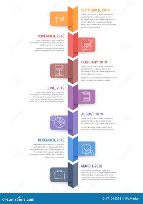 Vector Infographic Vertical Timeline Template Stock Vector