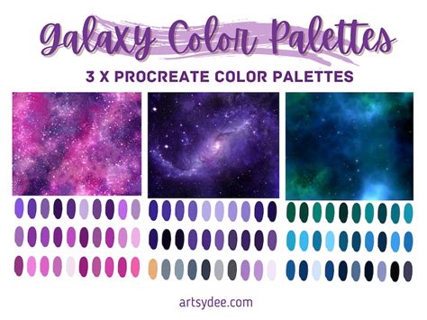 Galaxy Color Palette Bundle For Procreate 3 Cosmic Space Palettes