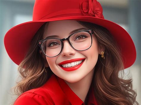 Premium Ai Image Beautiful Girl Wearing Glasses And Hat Generated By Ai