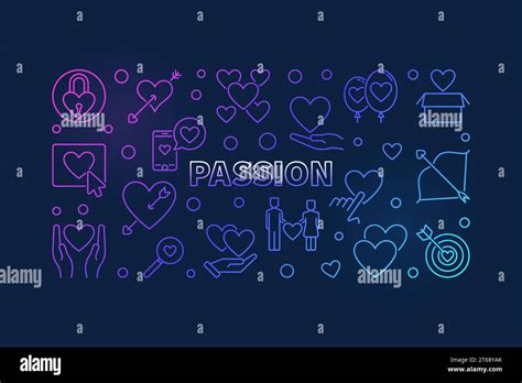 Passion Vector Colored Outline Horizontal Illustration Love Concept