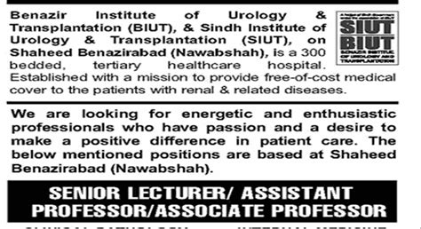 Siut Biut New Jobs 2024 Latest Advertisement Ideal Jobs Pk