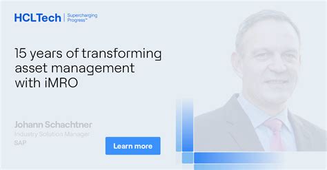 Dr Karen Obrien On Linkedin 15 Years Of Imro Innovation Hcltech And Sap Transforming Asset