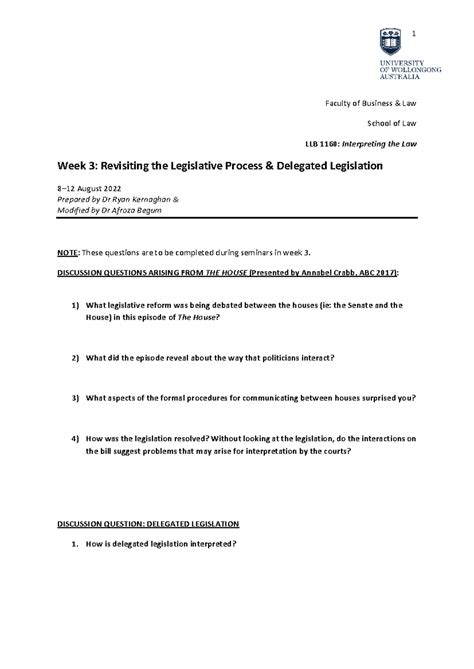 Week 3 Seminar Questions 1 Faculty Of Business And Law School Of Law Llb 1160 Interpreting The