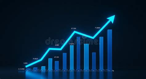 Bar Graph With A Blue Upward Trending Line Over Dark Background Bars