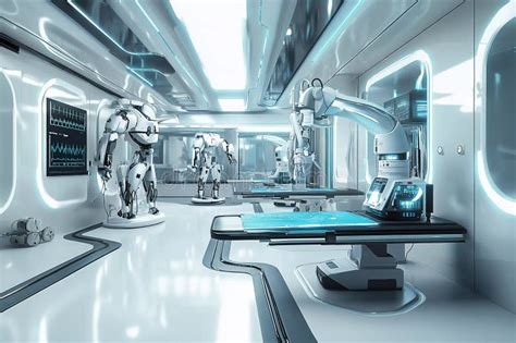 Modern Surgical Room Equipped With Advanced Robotic Technology And Essential Medical Instruments