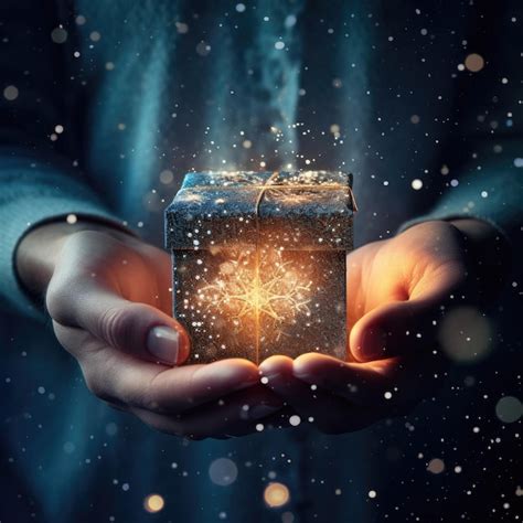 Premium Ai Image Magic Gift Box On Handai Generated