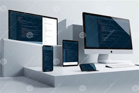 Web Development Coding And Programming Responsive Layout Internet Site Or App Of Devices Stock