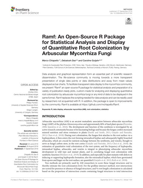 Pdf Ramf An Open Source R Package For Statistical Analysis And
