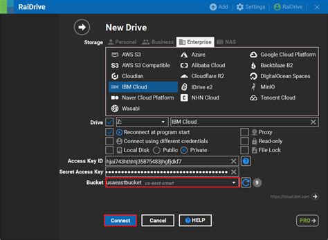IBM Cloud RaiDrive GUI