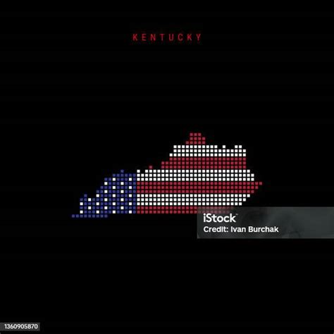 켄터키의 정사각형 점 패턴지도 미국 국기 색이 있는 점선 픽셀 맵입니다 벡터 일러스트레이션 검은색에 대한 스톡 벡터 아트 및 기타 이미지 Istock