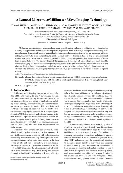 Pdf Advanced Microwave Millimeter Wave Imaging Technology